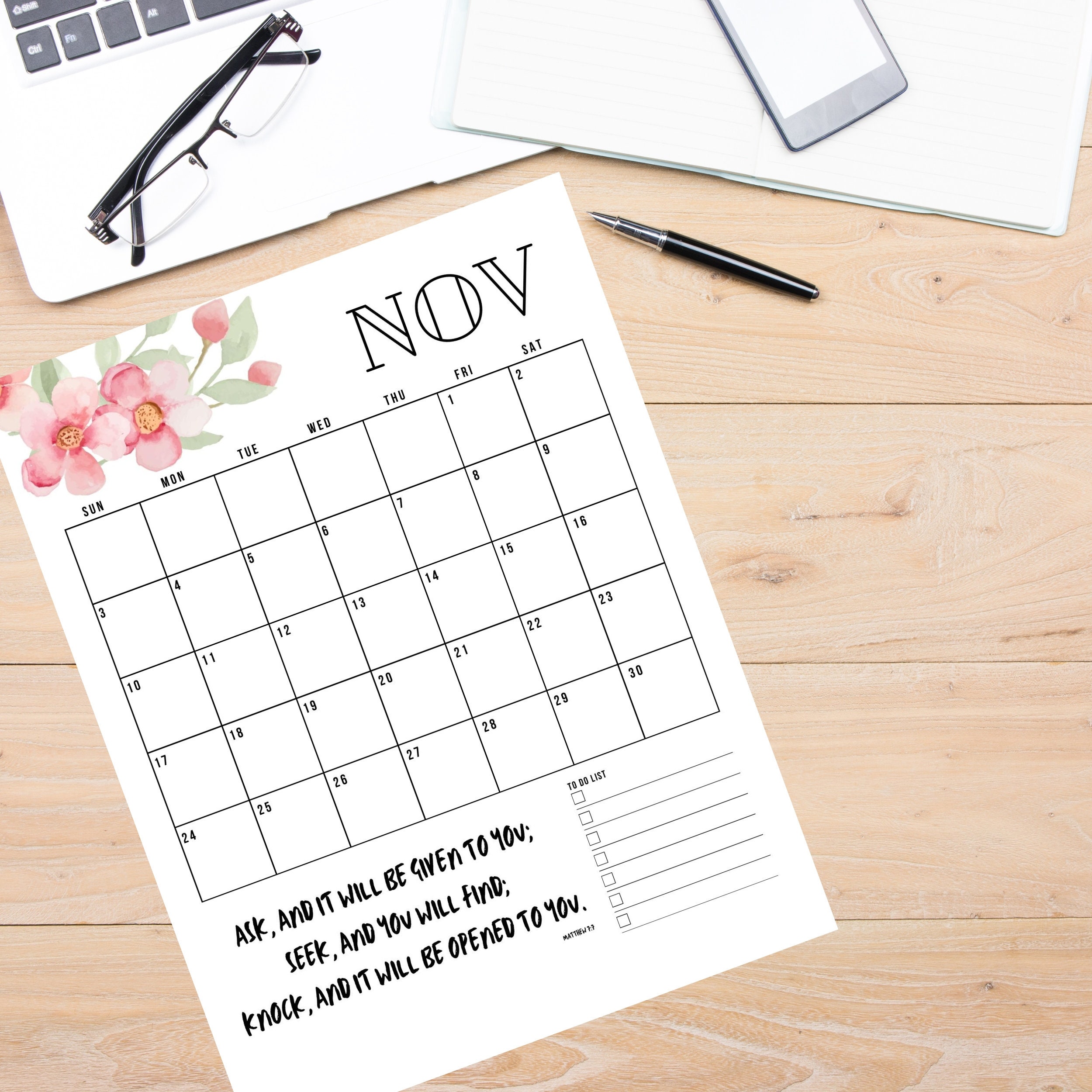 Printable Christian Calendar 2024, Bible Verse Monthly Planner ...