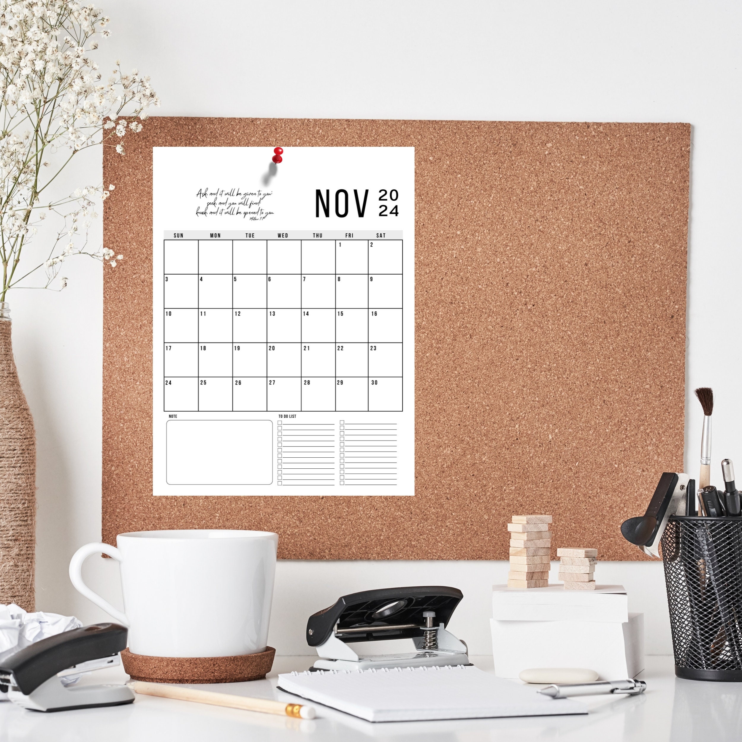 Printable Fillable Christian Calendar 2024, Bible Verse Monthly Planner ...