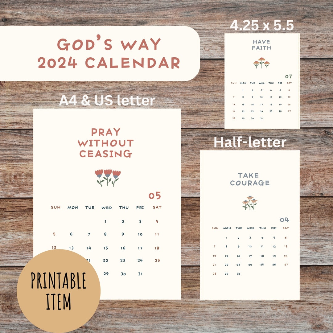2024 Scripture Digital Download Calendar, Bible Verse Monthly Planner ...