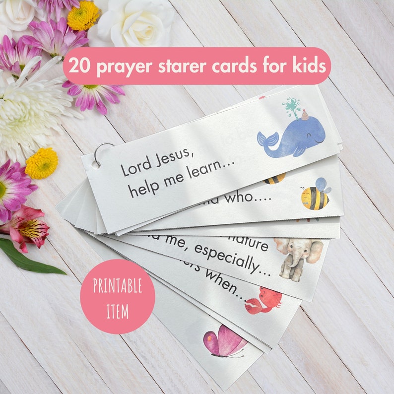 20 Prayer Starter Cards for Kids Printable, Prayer Ring Children ...