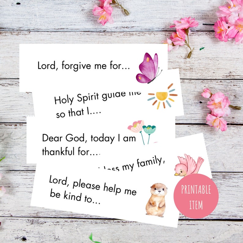 20 Prayer Starter Cards for Kids Printable, Prayer Ring Children ...