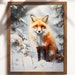 Winter Fox Art PRINTABLE, Red Fox in Snowy Fir Forest DIGITAL Print ...