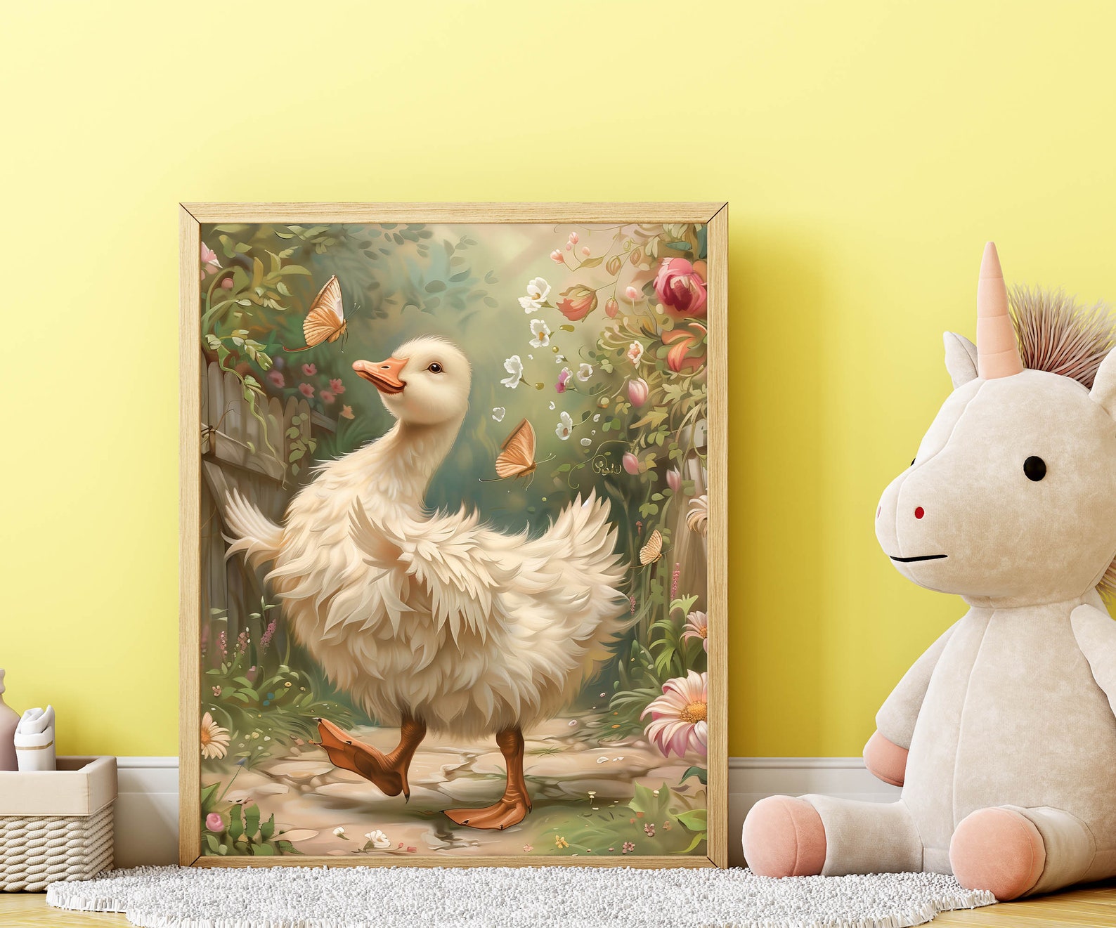 Silly Goose Wall Art Cute Goose Poster, Whimsical Goose Chasing ...