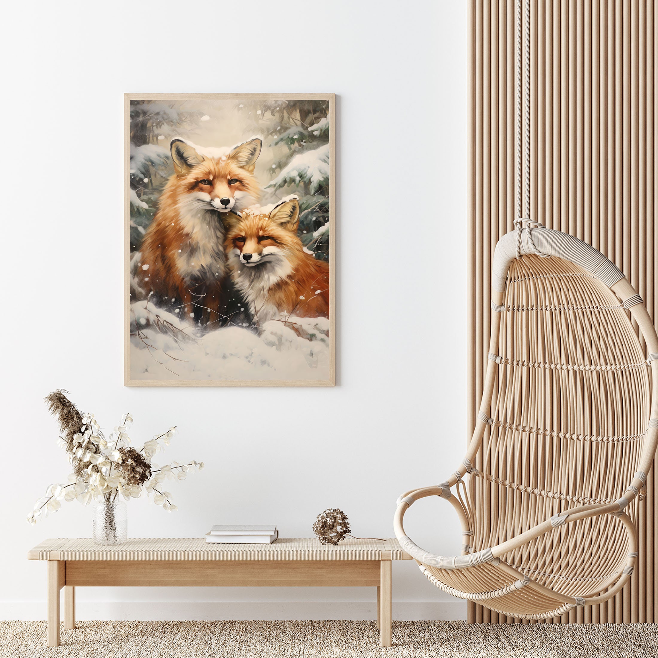 Winter Woodland Fox Art Printable, Winter Fox Art Print DIGITAL ...