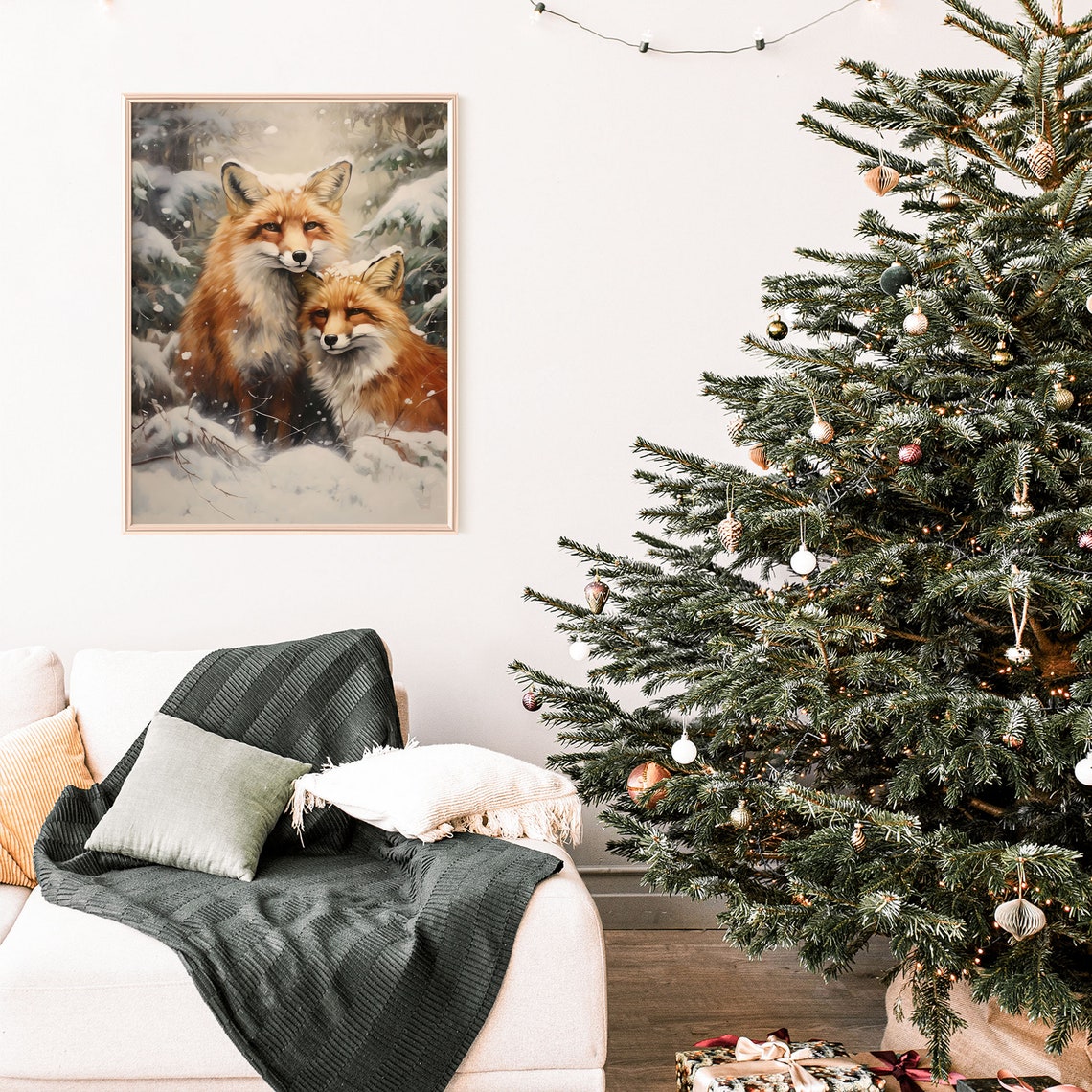 Winter Woodland Fox Art Printable, Winter Fox Art Print DIGITAL ...