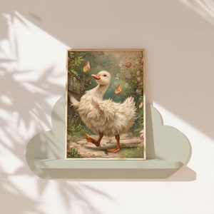 Silly Goose Wall Art Cute Goose Poster, Whimsical Goose Chasing ...