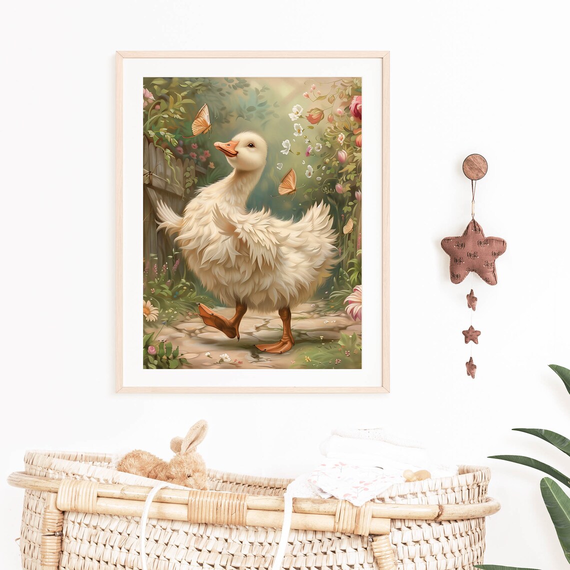 Silly Goose Wall Art Cute Goose Poster, Whimsical Goose Chasing ...