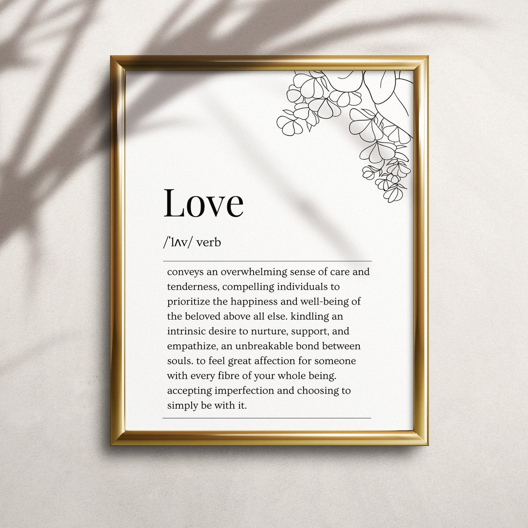 Love Dictionary Definition Printable, Gift for Her, Long Style Love ...