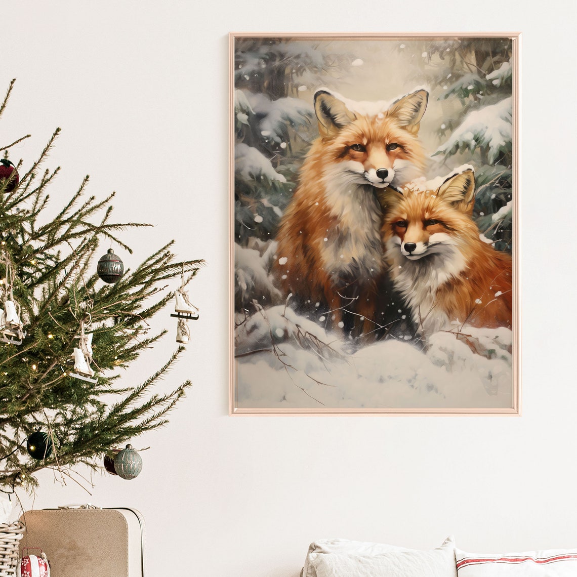 Winter Woodland Fox Art Printable, Winter Fox Art Print DIGITAL ...