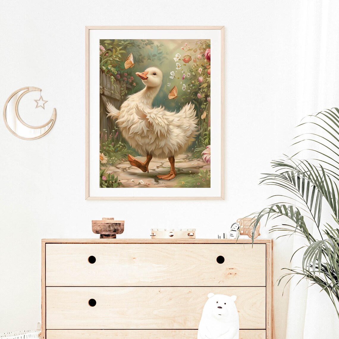 Silly Goose Wall Art Cute Goose Poster, Whimsical Goose Chasing ...