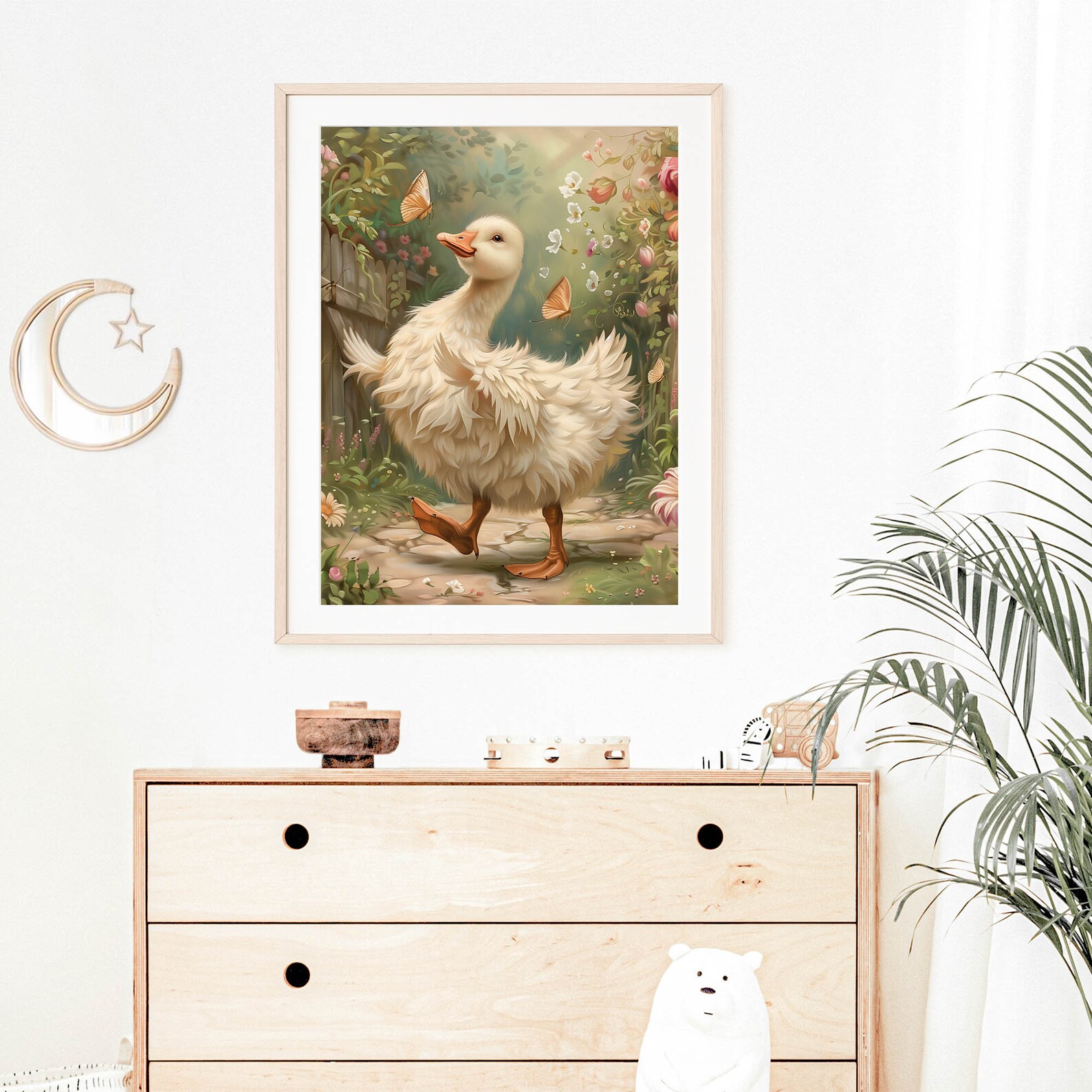 Silly Goose Wall Art Cute Goose Poster, Whimsical Goose Chasing ...