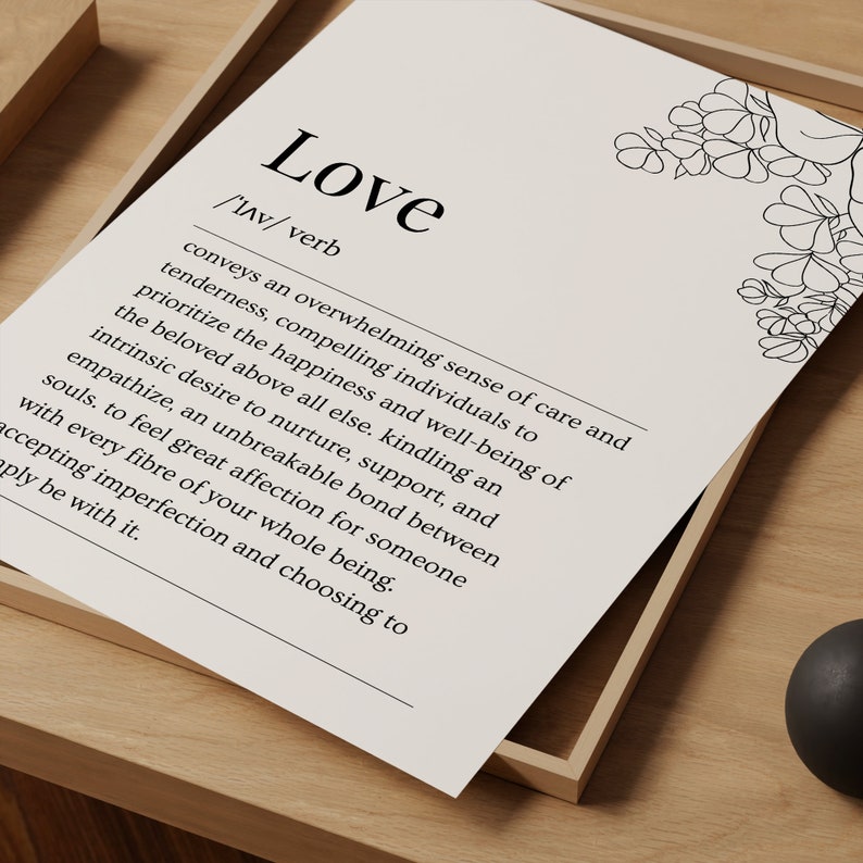 Love Dictionary Definition Printable, Gift for Her, Long Style Love ...