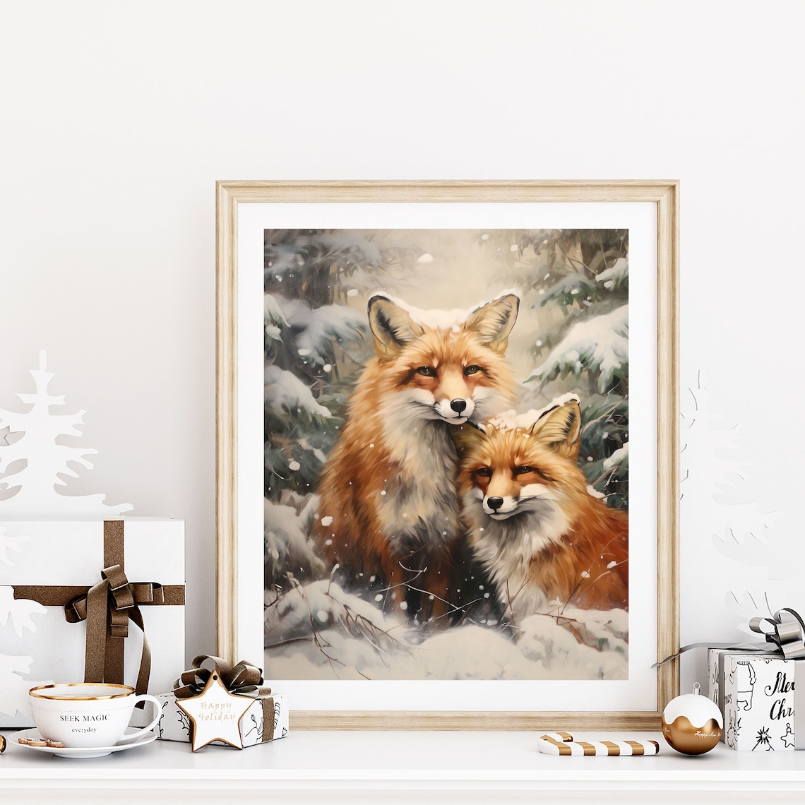 Winter Woodland Fox Art Printable, Winter Fox Art Print DIGITAL ...