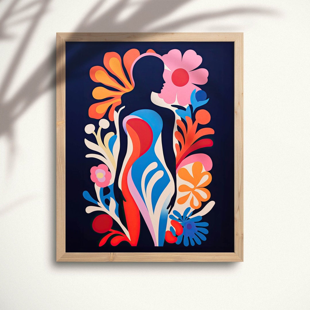 Blue Abstract Female Body Wall Art PRINTABLE Abstract Women Silhouette ...