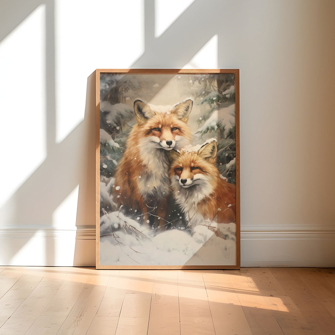 Winter Woodland Fox Art Printable, Winter Fox Art Print DIGITAL ...