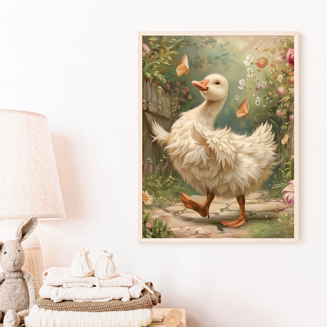 Silly Goose Wall Art Cute Goose Poster, Whimsical Goose Chasing ...