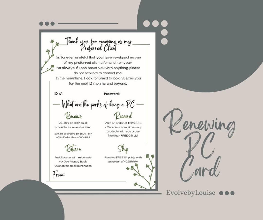 Arbonne Renewing Preferred Client Card Thank You for - Etsy Australia