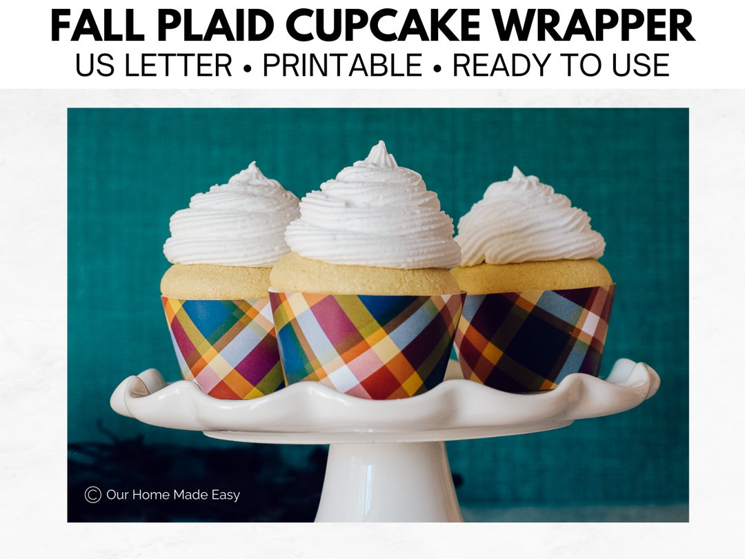 Elegant Printable Thanksgiving Fall Plaid Cupcake Wrappers | Set of 4 ...