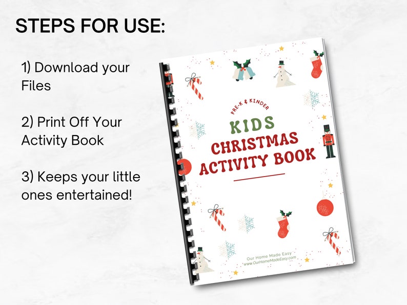 Christmas Activity Book - Preschool Pre-k Kindergarten Christmas ...