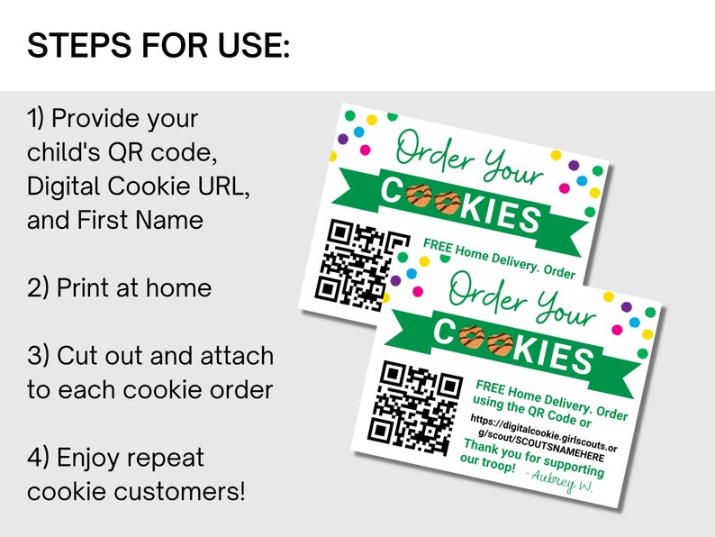 Cookie Thank You and Reordering Card Custom Made to Order Printable - Etsy