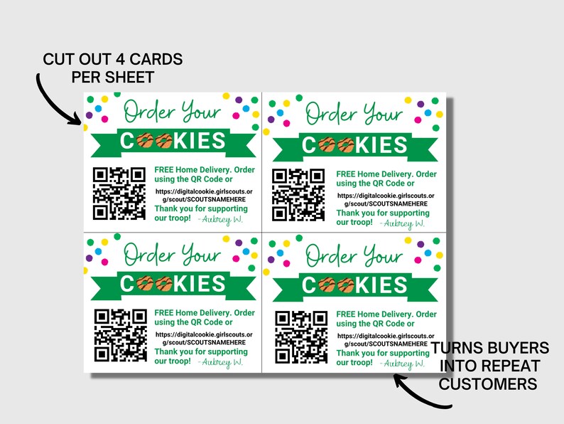 Cookie Thank You and Reordering Card Custom Made to Order Printable - Etsy