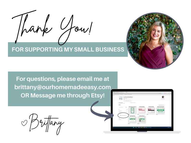 Cookie Thank You and Reordering Card Custom Made to Order Printable - Etsy