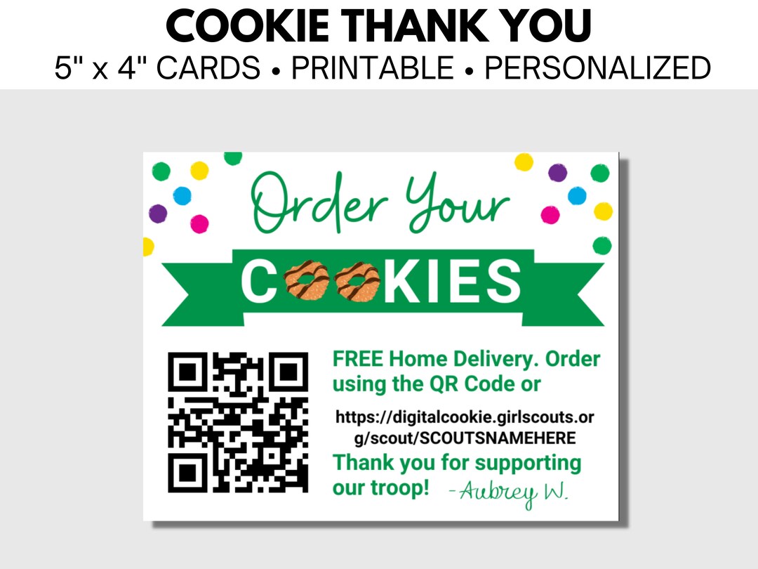 Cookie Thank You and Reordering Card Custom Made to Order Printable - Etsy