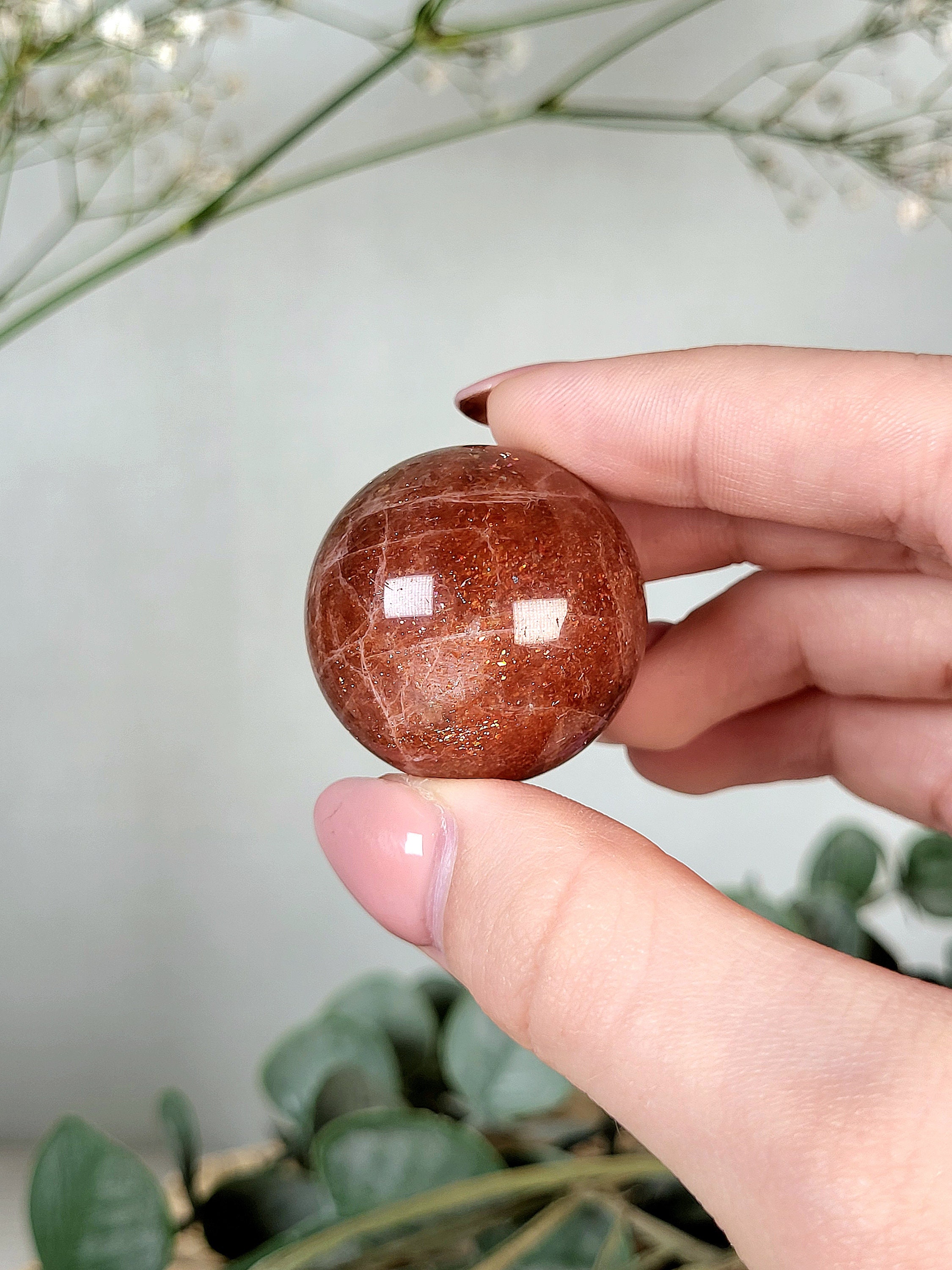 Natural AAA Grade Arusha Sunstone Sphere, Gem Confetti Sunstone Carving ...