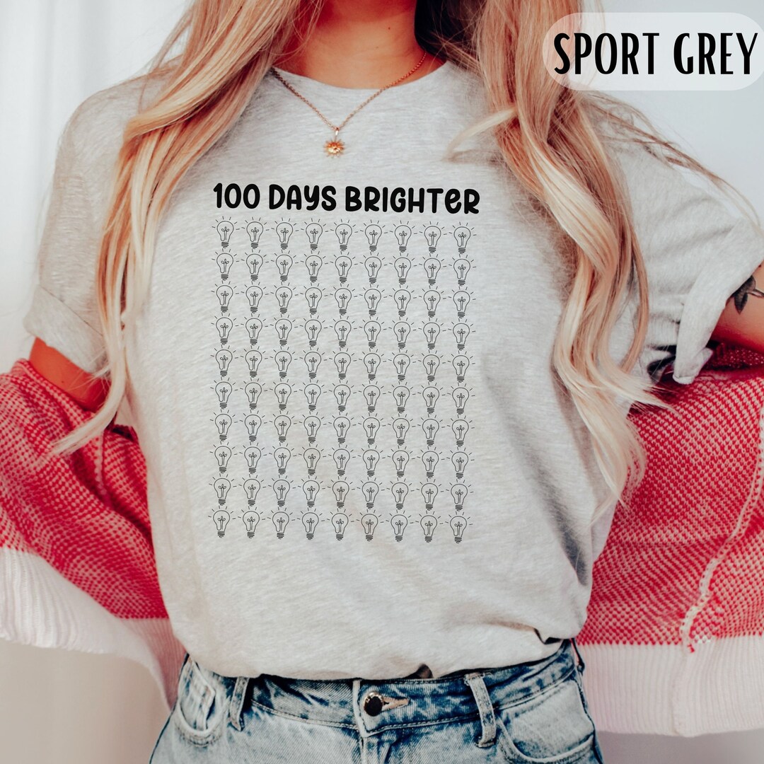 100 Days Brighter Tee 100 Days of School Shirt 100th Day of - Etsy