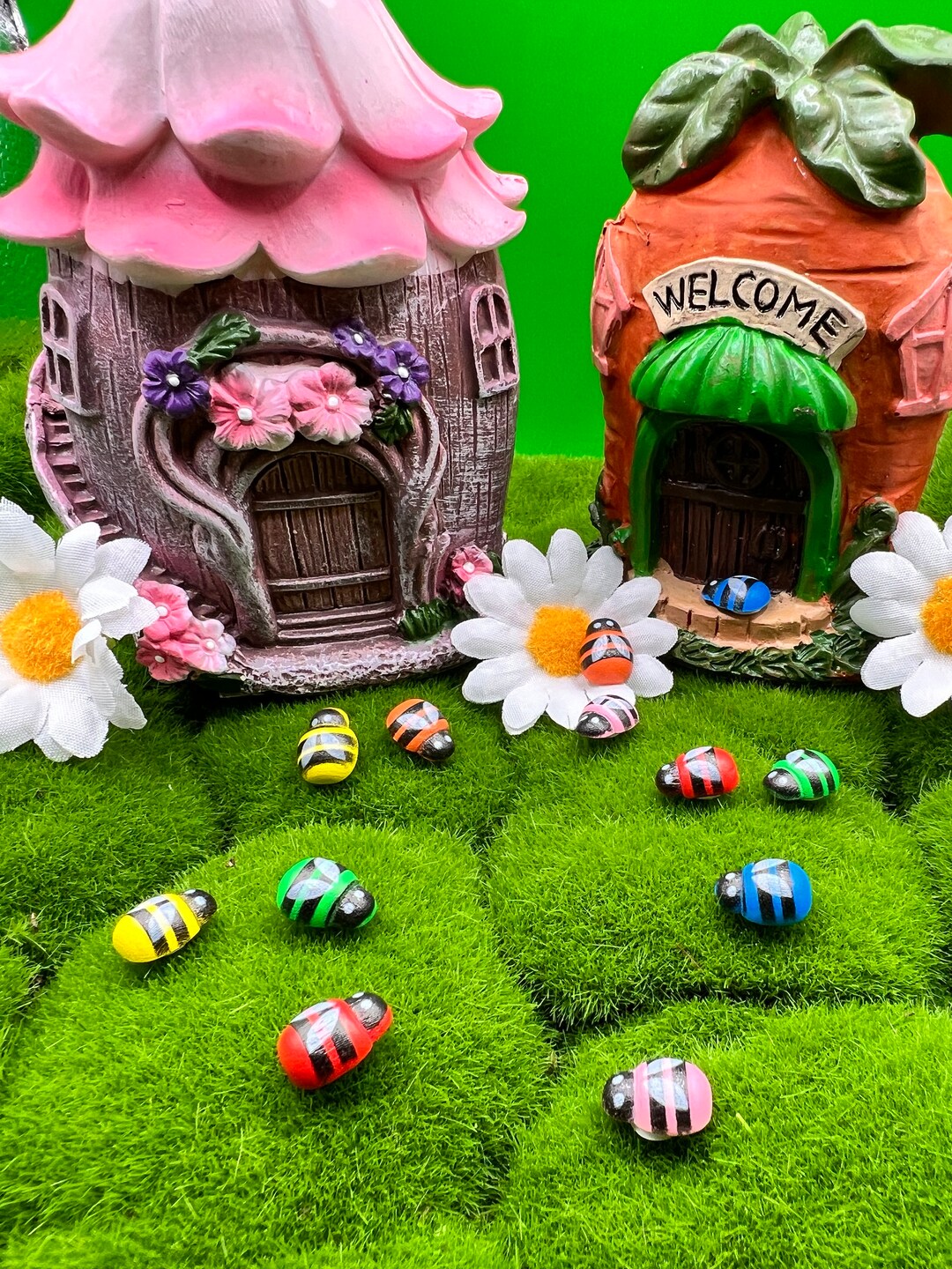 Fairy Garden Wooden Bees: Multicolored Miniature Bugs, DIY Craft ...