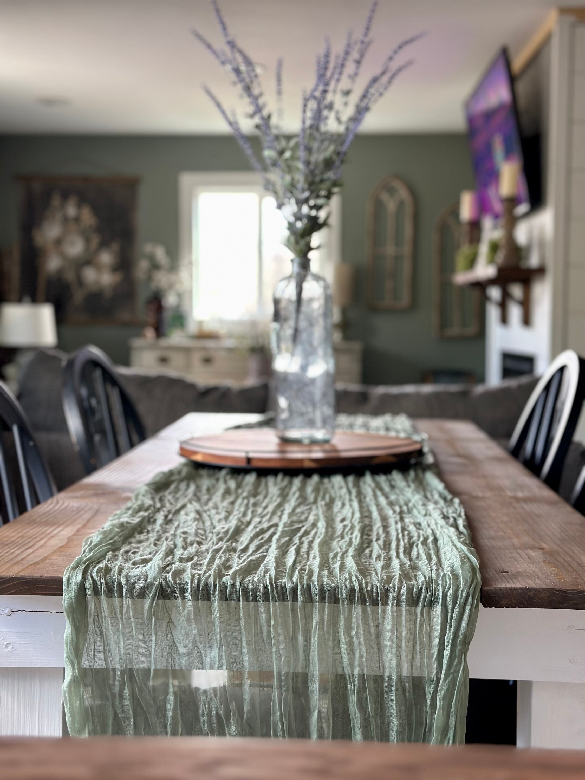 Sage Green Cheesecloth Table Runner White Wedding Table Cloth 3 Feet X ...