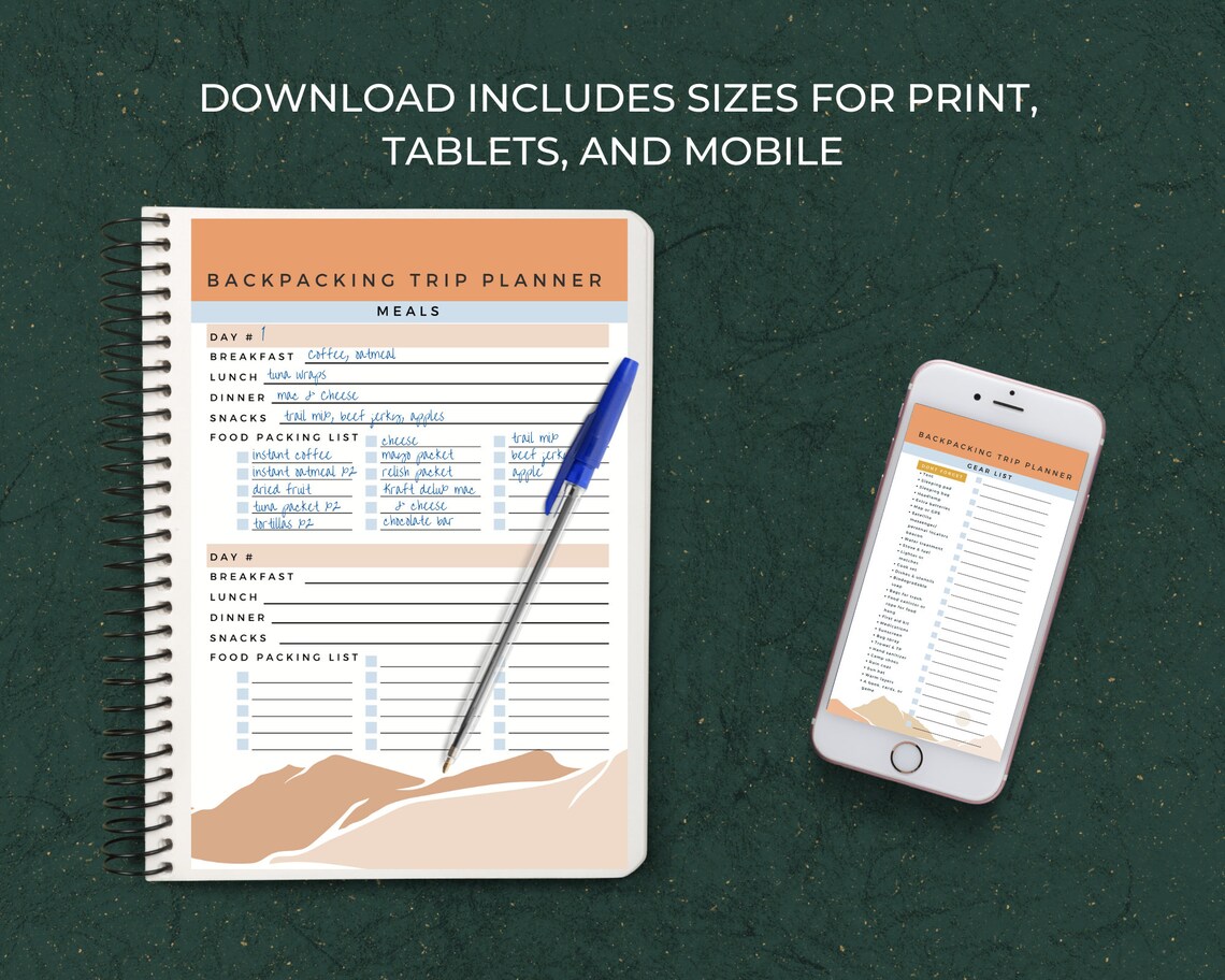 Backpacking Trip Planner | Digital Planner | Trip Planner | Adventure ...