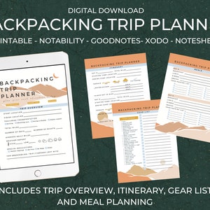 Backpacking Trip Planner | Digital Planner | Trip Planner | Adventure ...