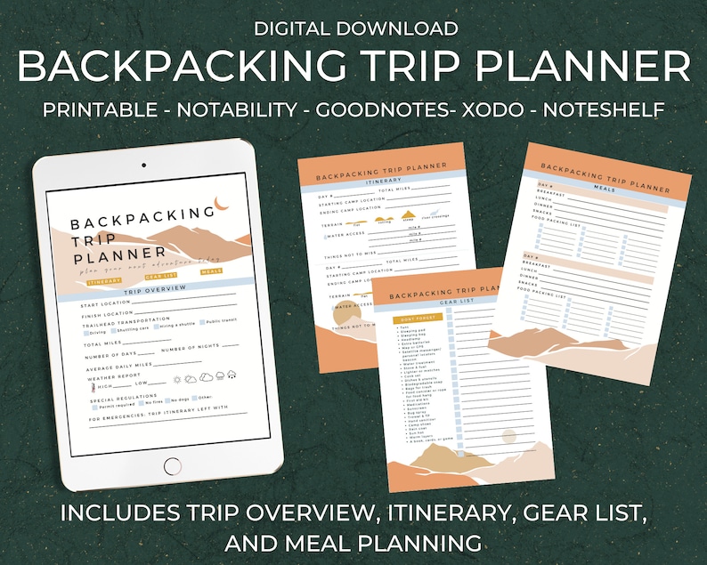 Backpacking Trip Planner | Digital Planner | Trip Planner | Adventure ...