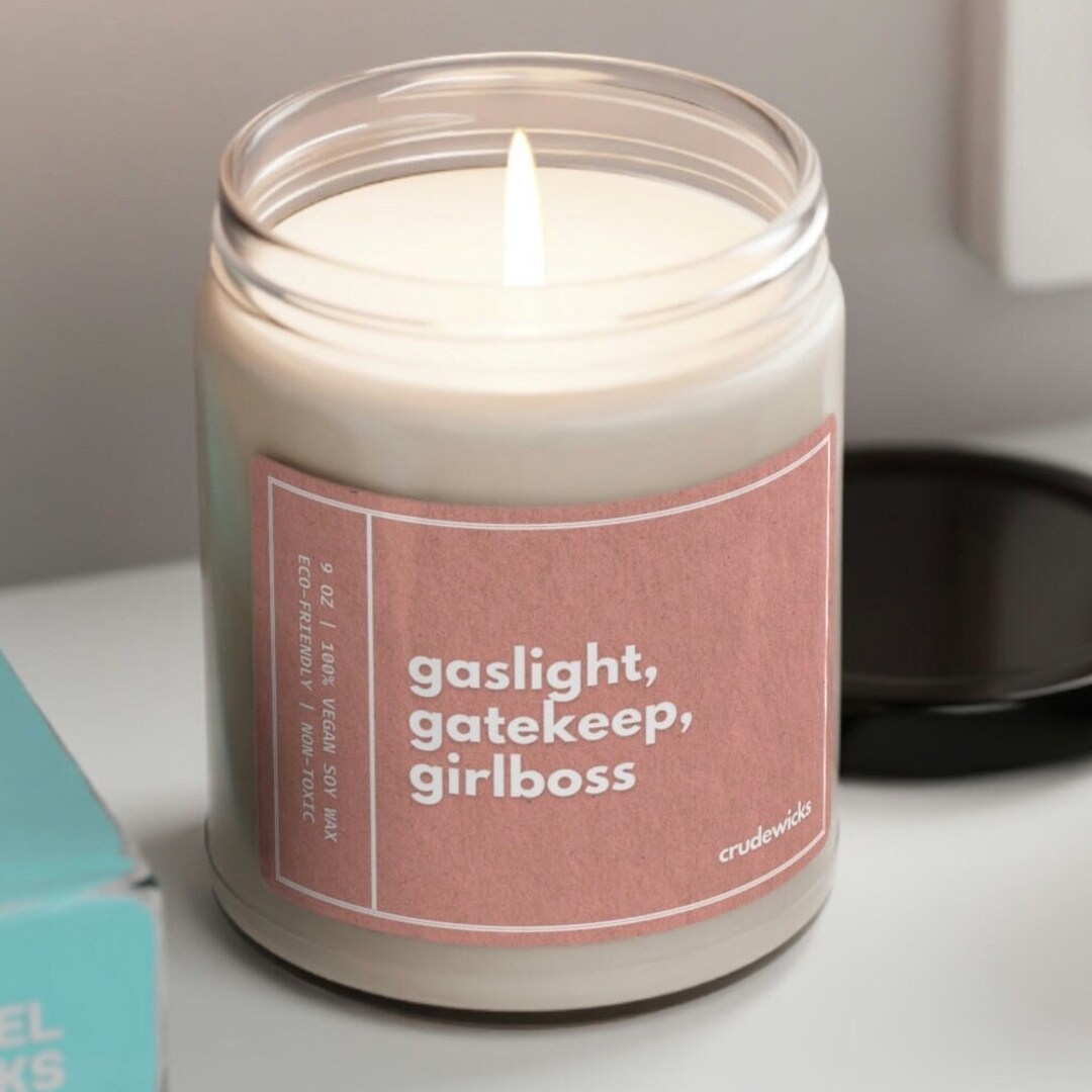 Gaslight Gatekeep Girlboss Funny Candle Gift for Her New Job Gift Wife ...
