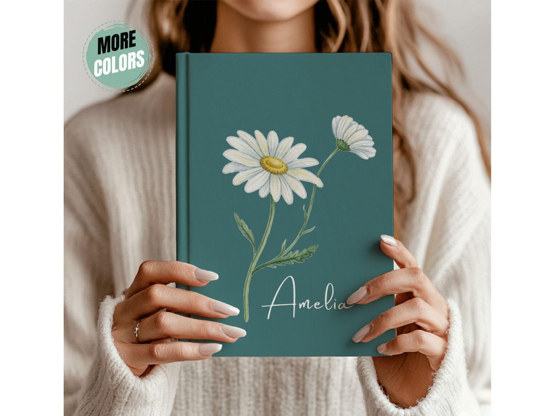 Personalized Birth Month Flower Journal, Custom Name Hardcover Notebook ...