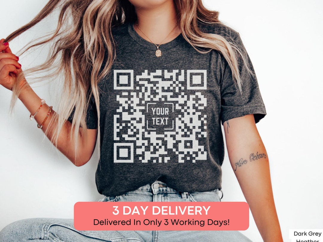 Personalized Text QR Code Tshirt Custom Your QR Code T-shirt Funny Gag ...