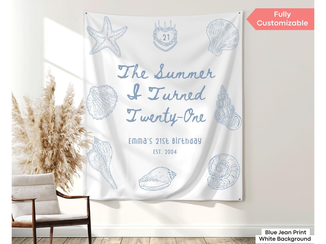 The Summer I Turned Twenty One Birthday Party Banner Decor Custom 21st ...