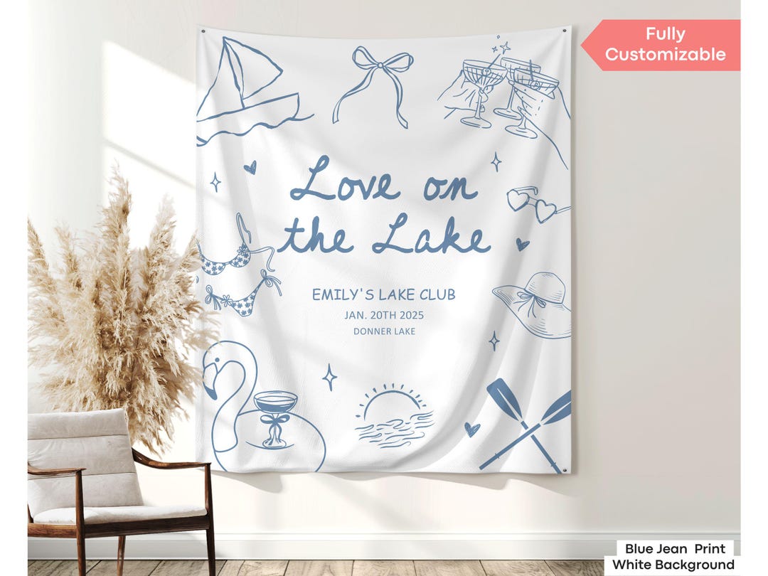 Custom Love on the Lake Bachelorette Tapestry Decor Personalized Lake ...