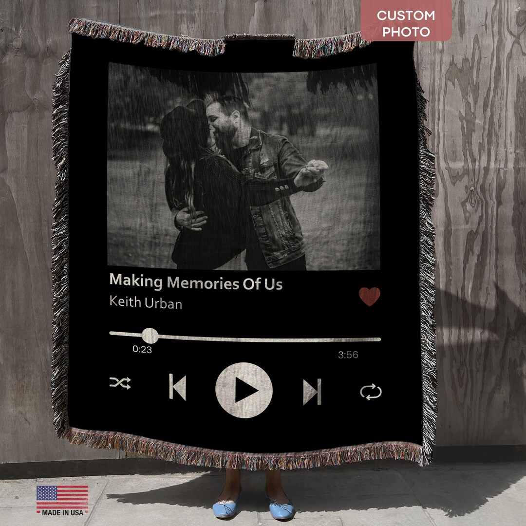 Custom Song Woven Blanket Couple Photo Blanket Wedding Anniversary Gift ...