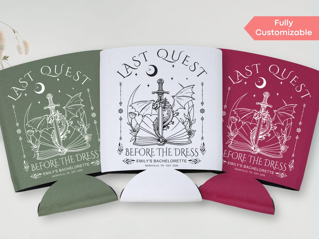 Custom Medieval Bachelorette Can Cooler Decor, Personalized Last Quest ...