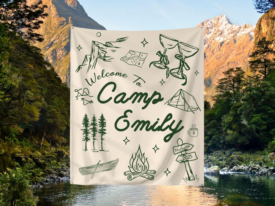 Custom Camp Bach Tapestry Personalized Camping Bachelorette Banner ...