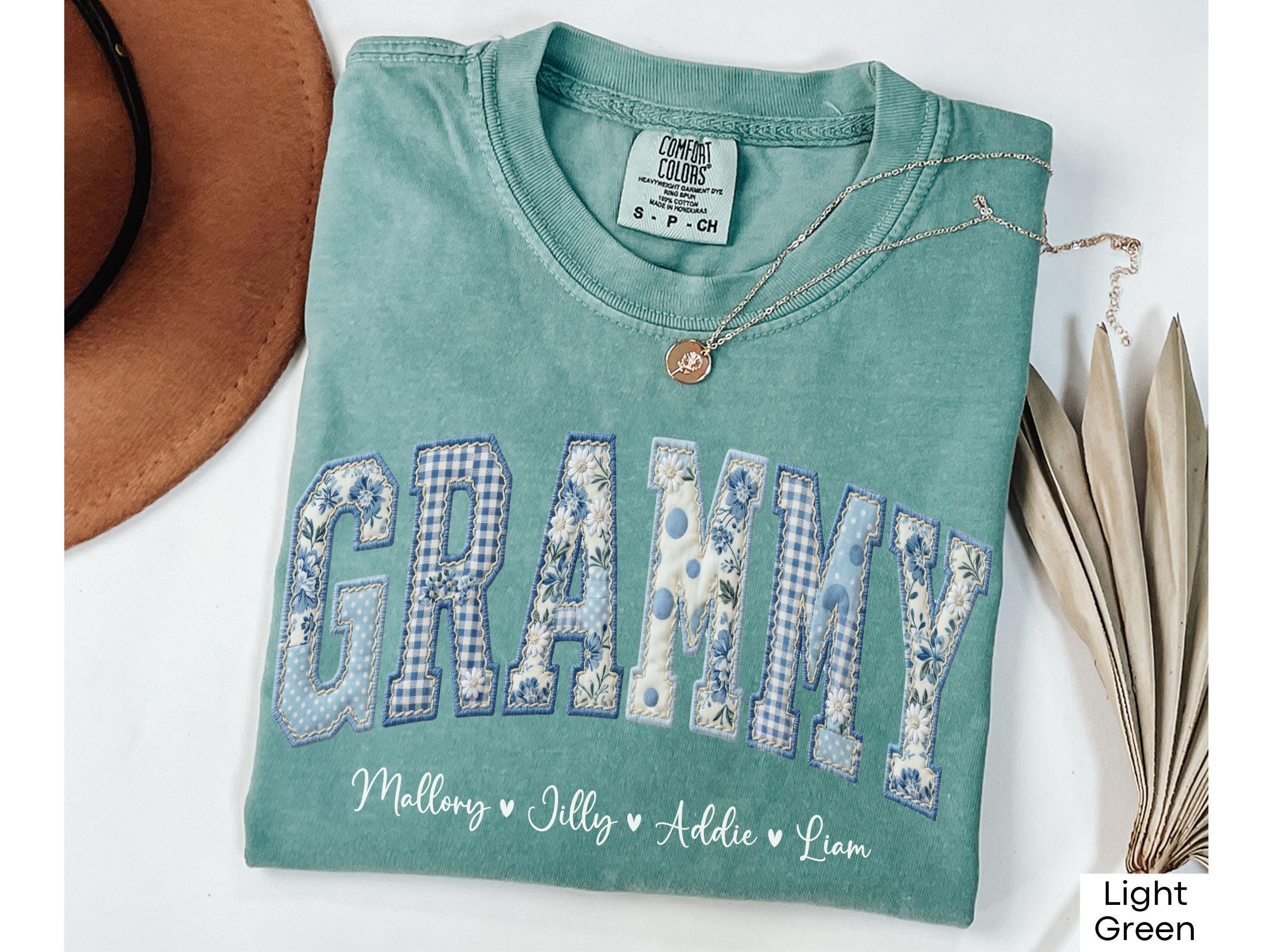 Personalized Grammy Faux Patchwork Floral Shirt With Custom Grandkids ...