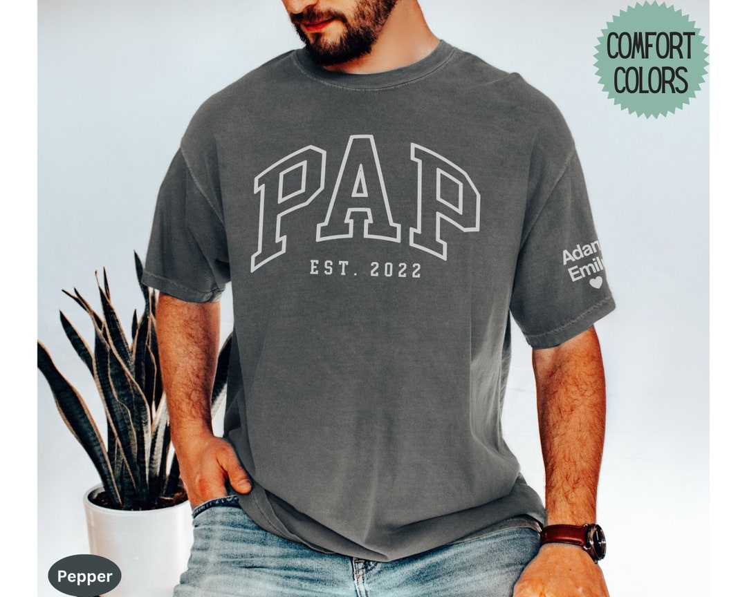 Custom Pap Shirt With Kids Name on Sleeve Pap Sweat Shirt Pap Fathers ...