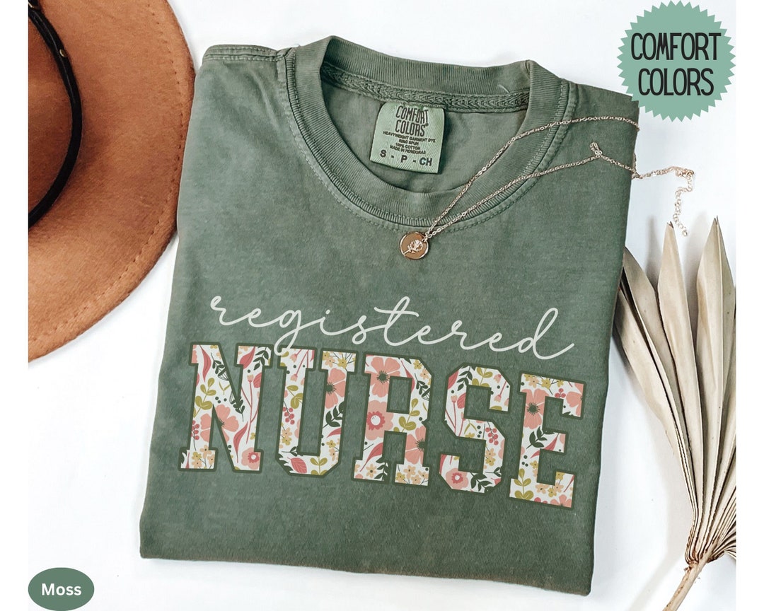 Floral Registered Nurse Shirt Comfort Colors, Rn Nurse T-shirt ...