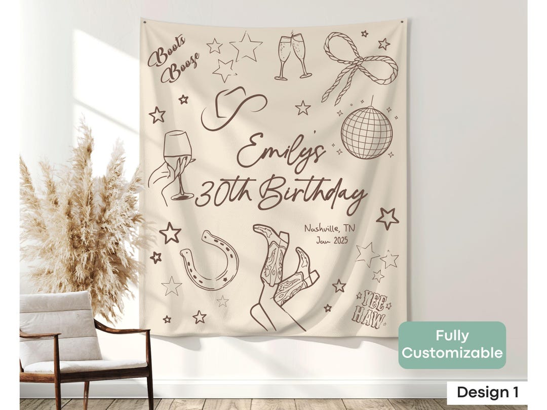 Personalized Disco Cowgirl Birthday Welcome Sign Country Western Bday ...