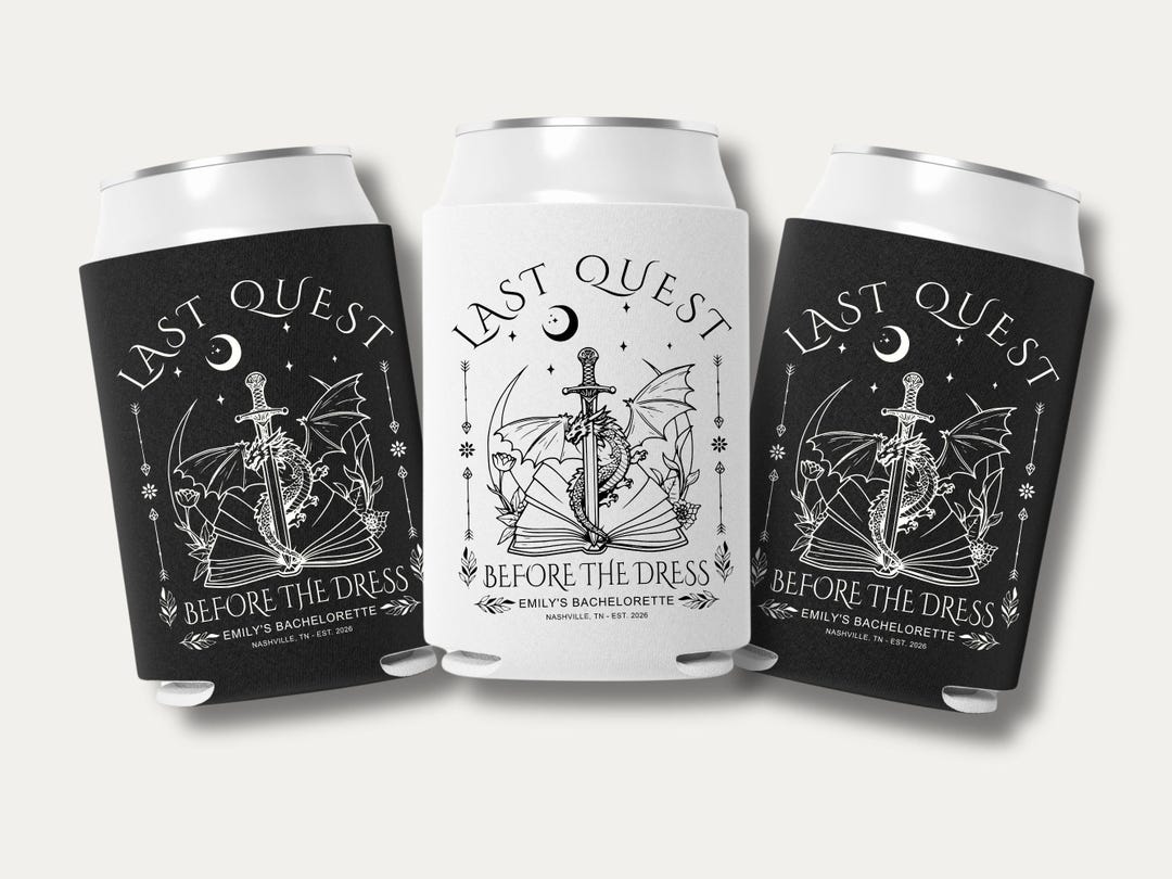 Custom Medieval Bachelorette Can Cooler Decor, Personalized Last Quest ...
