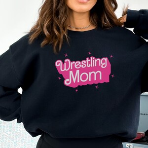 Wrestling Mom Sweatshirt Girl B, Cute Pink Wrestling Mama Crewneck ...