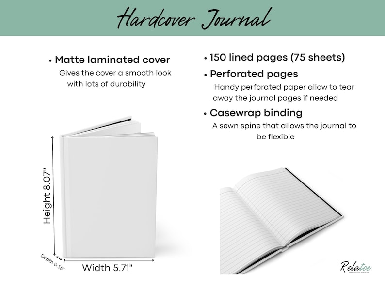 Personalized Hardcover Journal With Name Custom Initials Notebook Diary ...