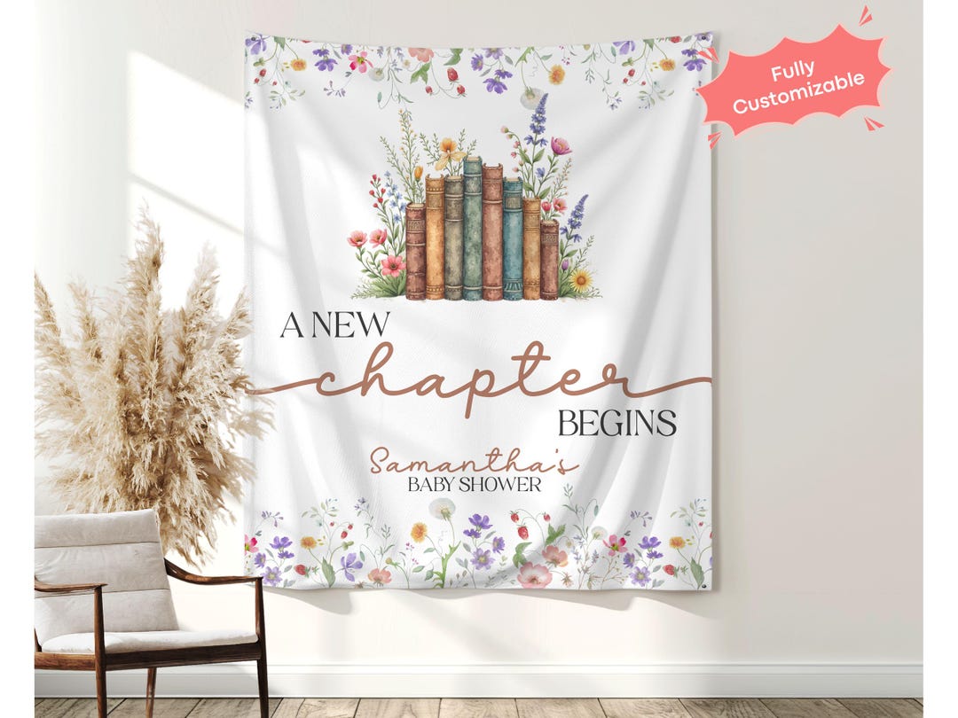 A New Chapter Begins Floral Baby Shower Decor Story Book Wildflower ...